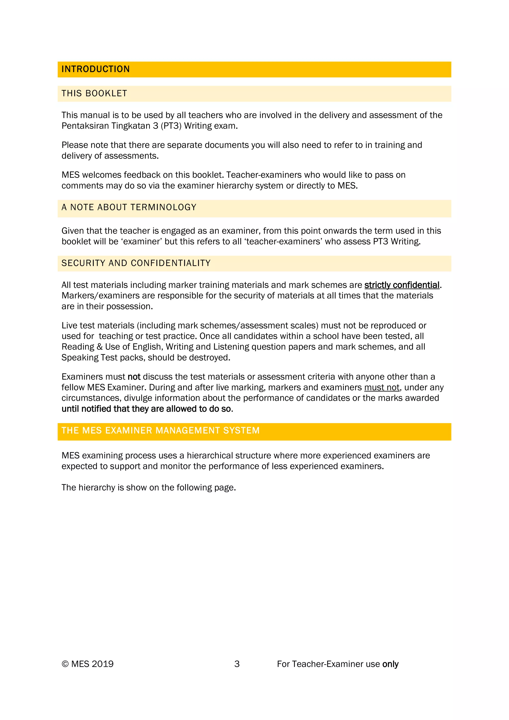 W1 mes pt3 instructions to writing examiners v3 | PDF