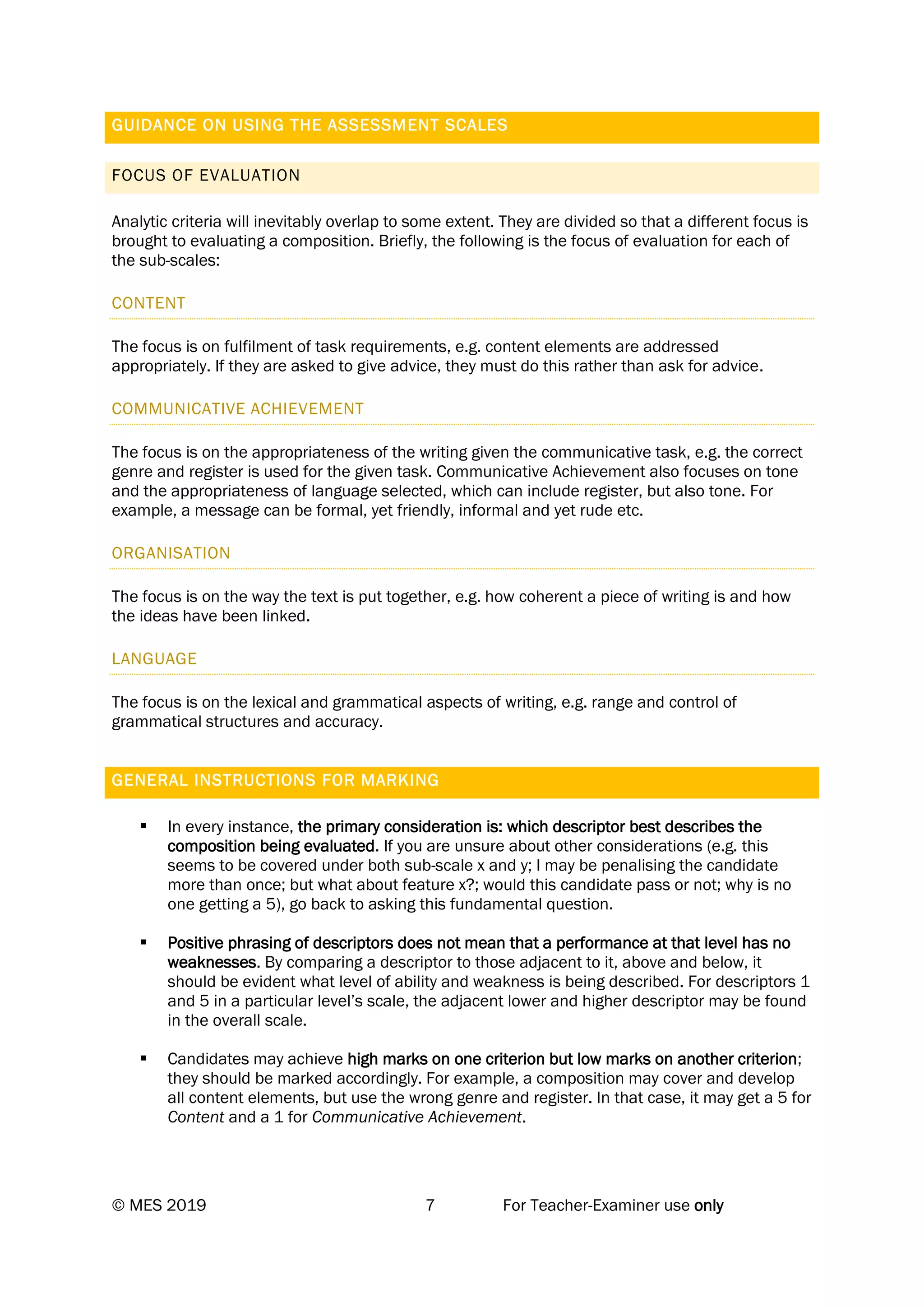 W1 mes pt3 instructions to writing examiners v3 | PDF
