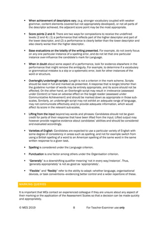 W1 mes pt3 instructions to writing examiners v3 | PDF