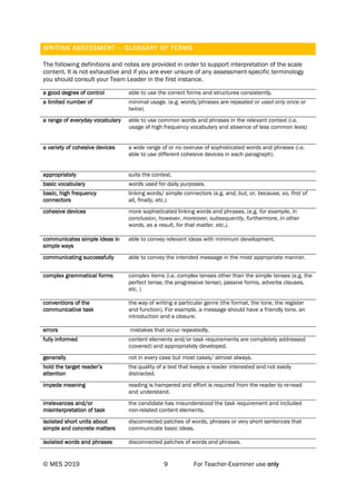W1 mes pt3 instructions to writing examiners v3 | PDF