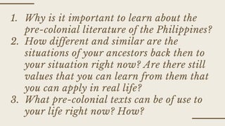 Philippine Literature during the Pre- Colonial Period | PDF