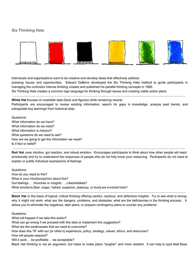 W2 6 thinking hats | PDF
