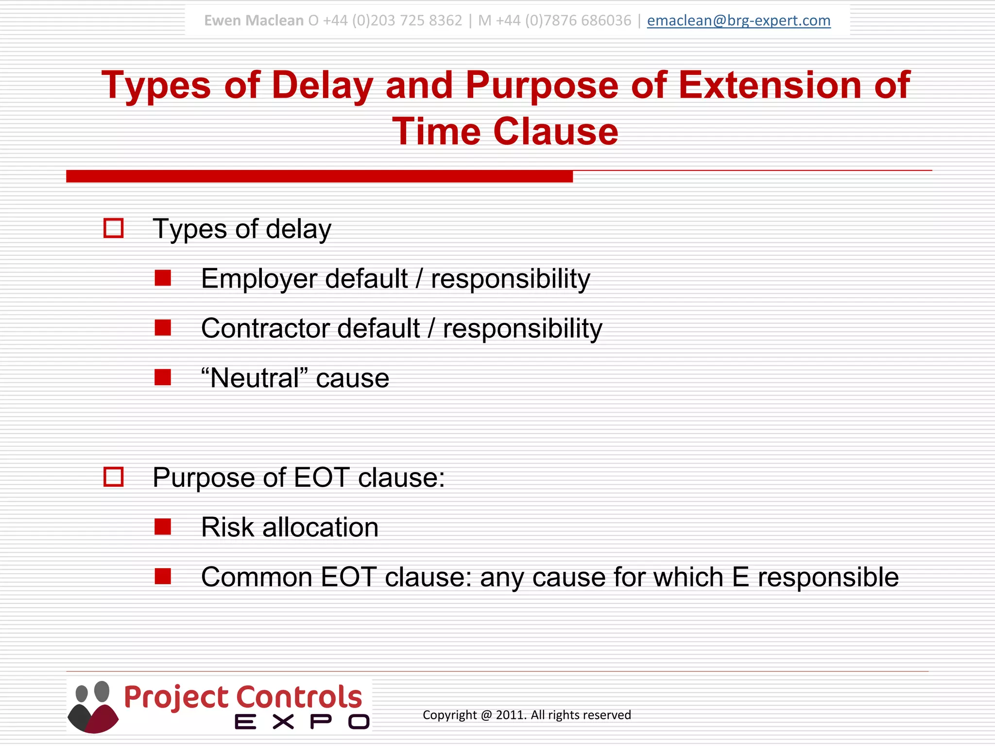 Session W2 - Delay Claims and Analysis Based on FIDIC Forms of Contract ...