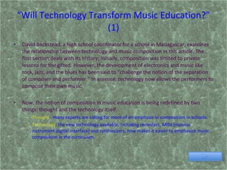 Technology in the Music Classroom | PPT