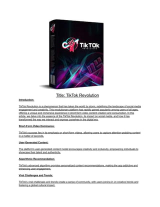 TikTok Revolution | PDF | Social Networking | Internet