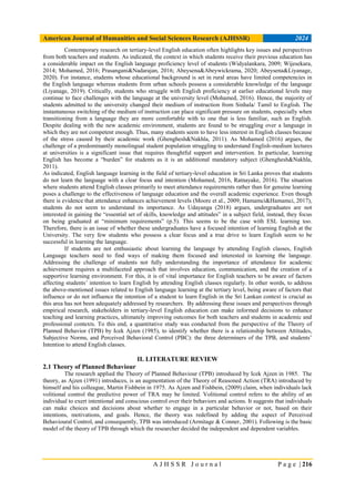 Intention to Attend ESL Classes among University Undergraduates in Sri ...