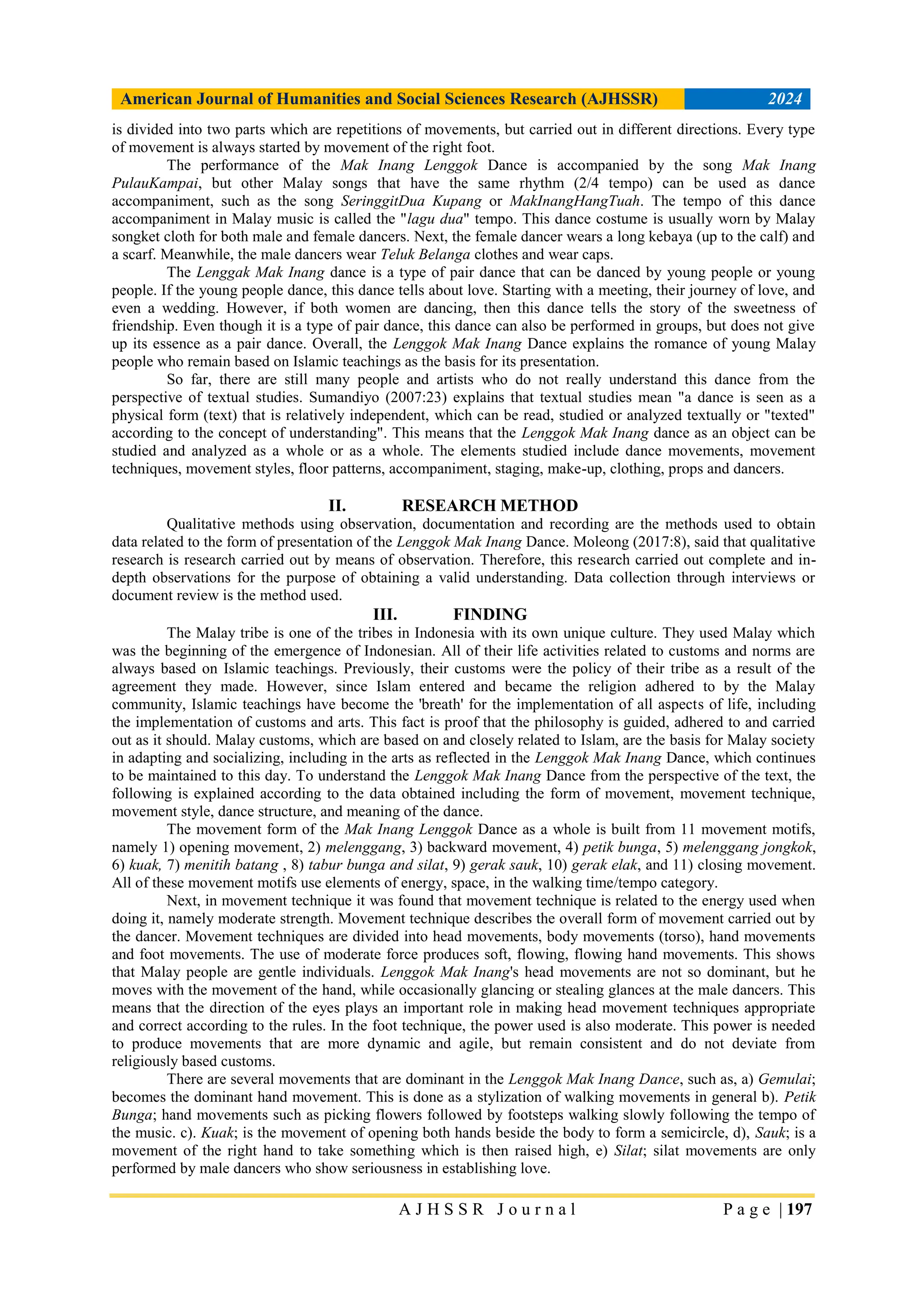 TEXTUAL OF LENGGOK MAK INANG DANCE MALAY TRIBES OF EAST SUMATRA | PDF