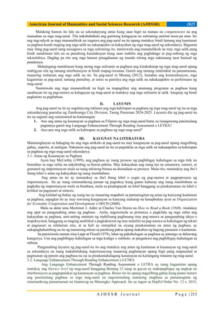 PAGTUKLAS SA MGA SALIK SA KAHIRAPAN SA PAGBASA: BATAYAN SA PAGPAPAUNLAD NG KASANAYAN SA PAGBASA ...