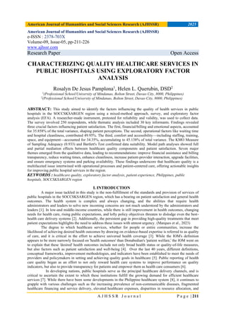 CHARACTERIZING QUALITY HEALTHCARE SERVICES IN PUBLIC HOSPITALS USING ...