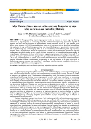 Mga Hamong Nararanasan sa Kasanayang Pangwika ng mga Mag-aaral na nasa Ikawalong Baitang | PDF