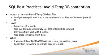 SQL Server and SharePoint - Best Practices presented by Steffen Krause, Microsoft | PPT