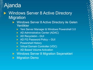 Windows Server 2008 R2 --> Windows Server 2012 Developer Preview Active Directory Migration | PPTX