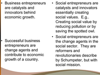 Social entrepreneurship verses Business Entrepreneurship | PPT