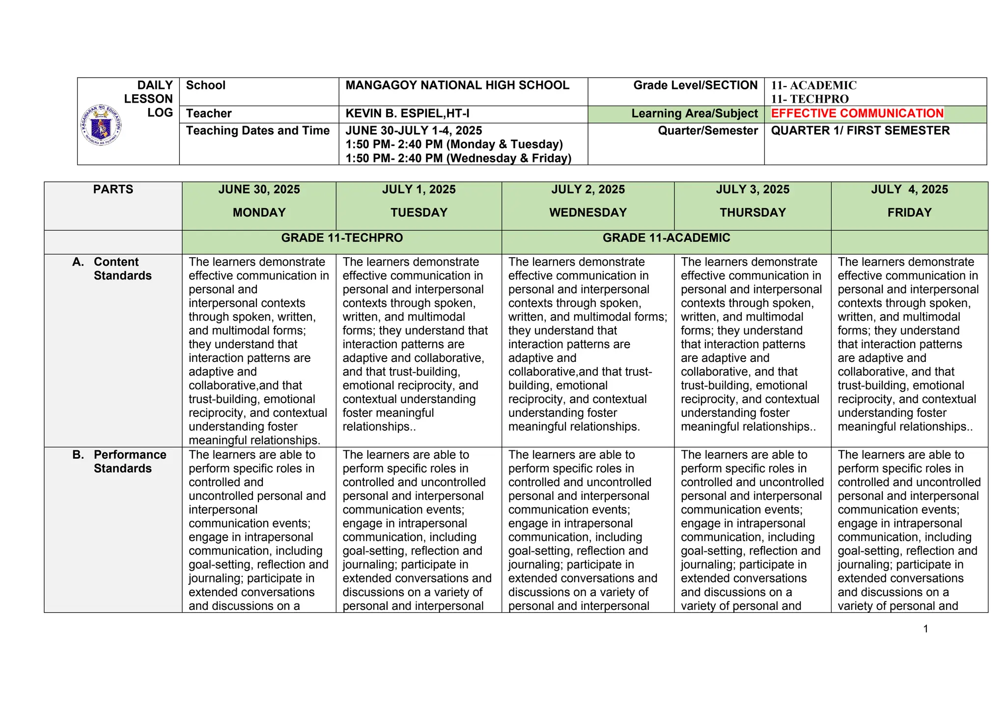 ORAL COMMUNICATION FOR SENIOR HIGH SCHOOL 3 | DOCX
