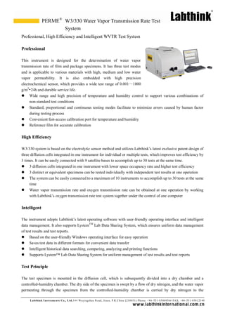 W3 330-Water-Vapor-Transmission-rate-Test-System | PDF