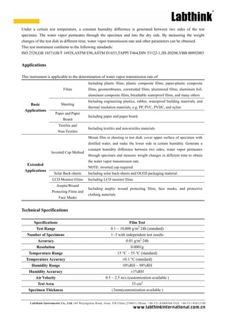 water vapor permeability tester for flexible packaging | PDF