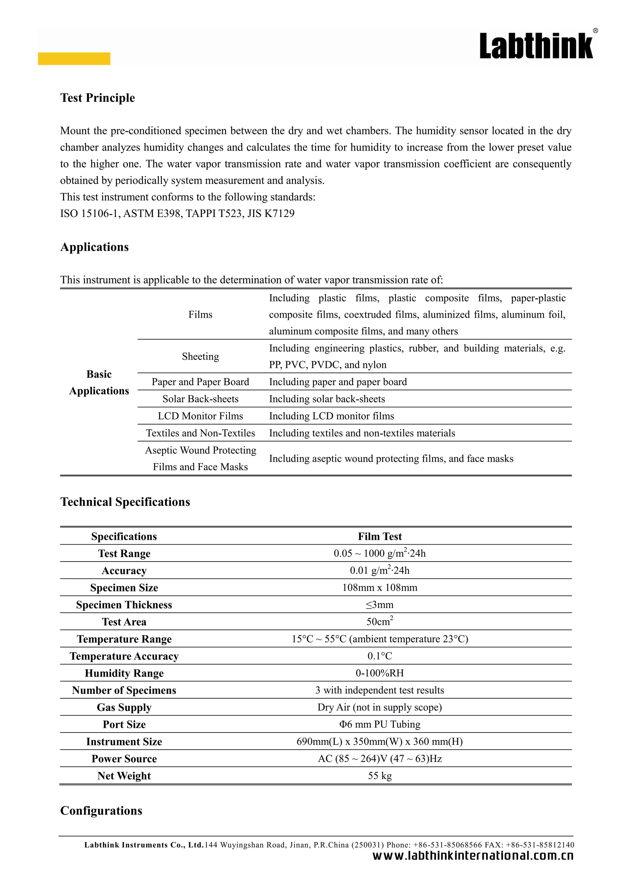 Water Vapor Transmission Rate Tester | PDF