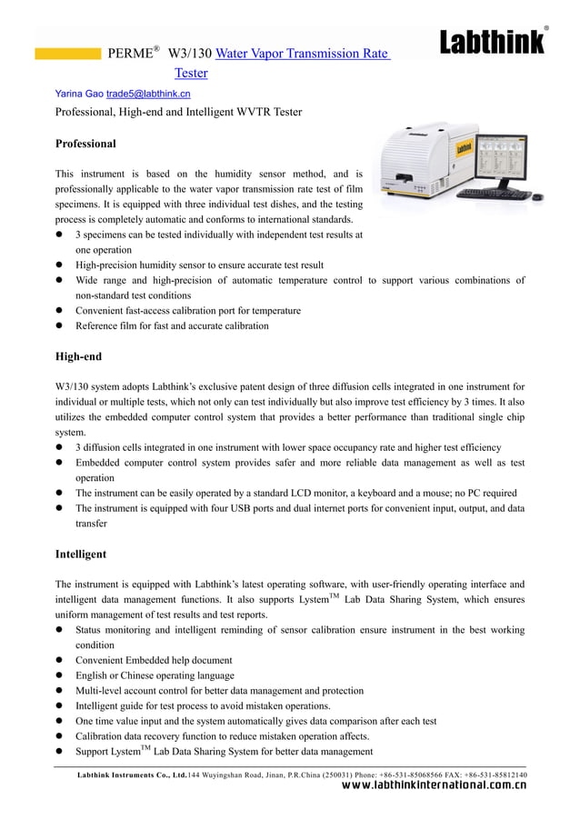 Water Vapor Transmission Rate Tester | PDF
