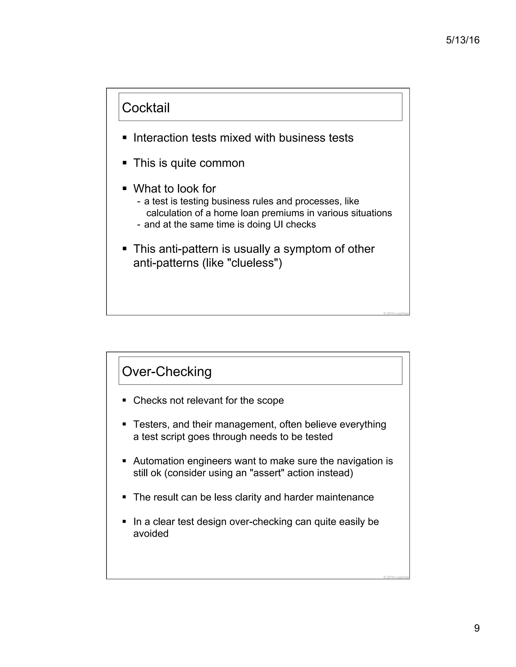 Anti-Patterns for Automated Testing | PDF
