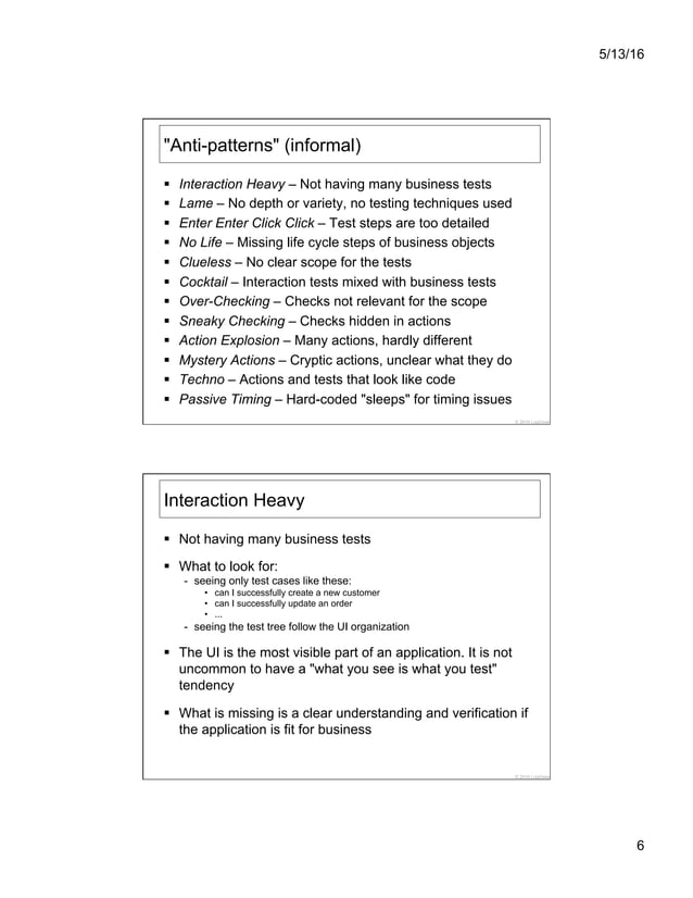 Anti-Patterns for Automated Testing | PDF
