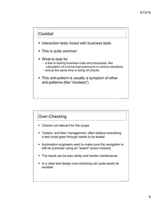 Anti-Patterns for Automated Testing | PDF