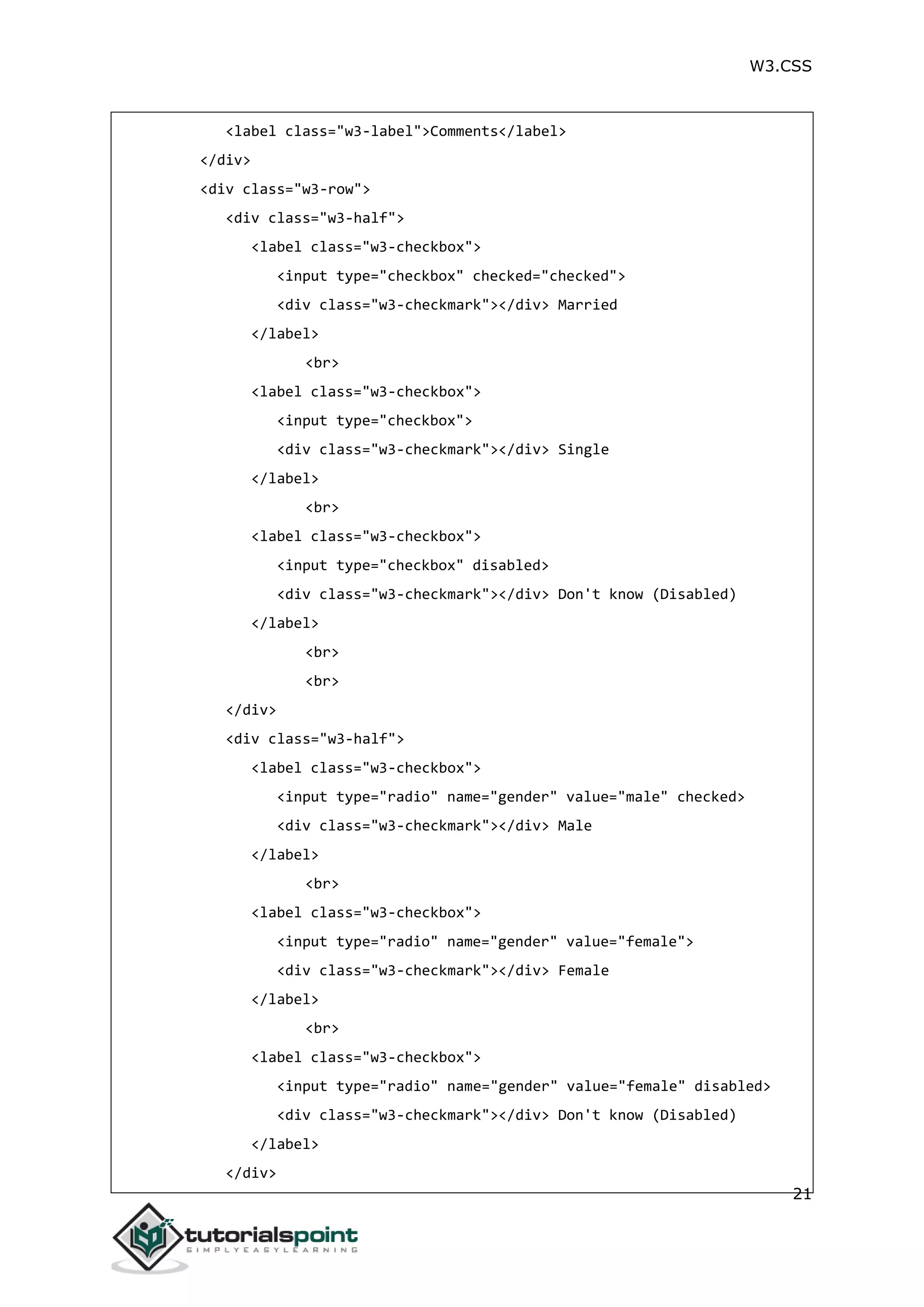 W3css Tutorial Pdf