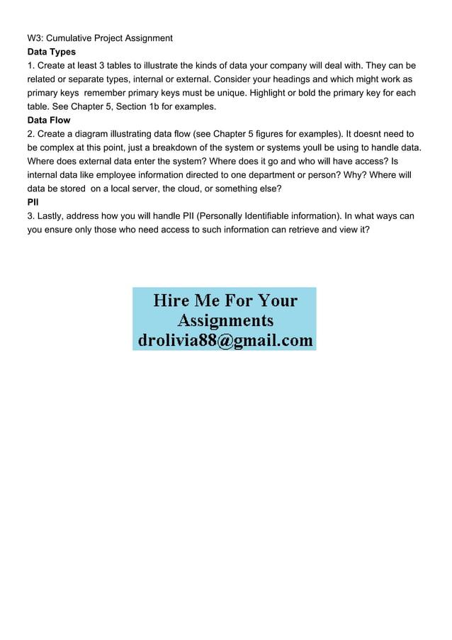 W3 Cumulative Project Assignment Data Types 1 Create at le.pdf