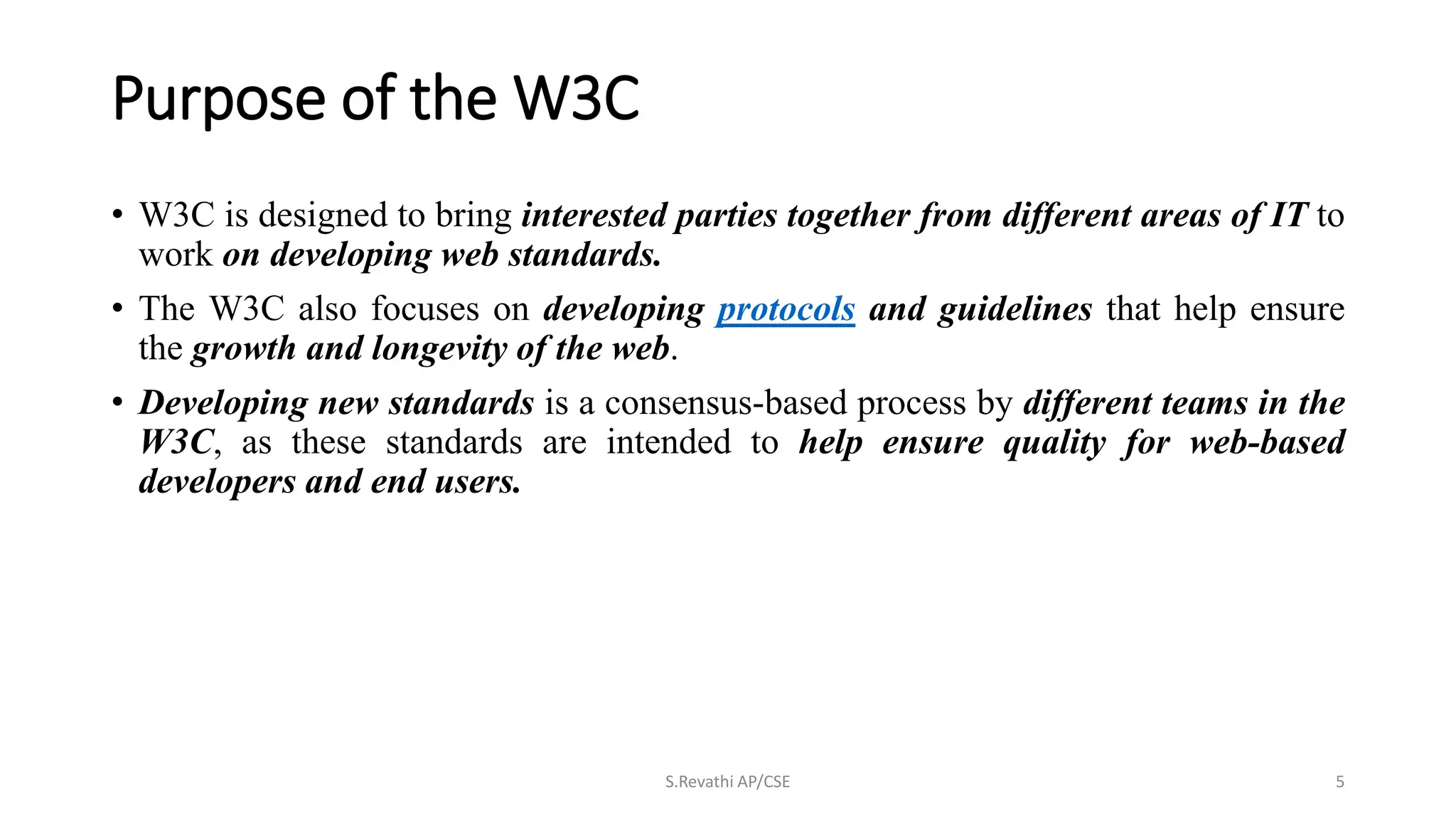 W3c World Wide Web Consortium Standard Pptx Web Design And Html Internet