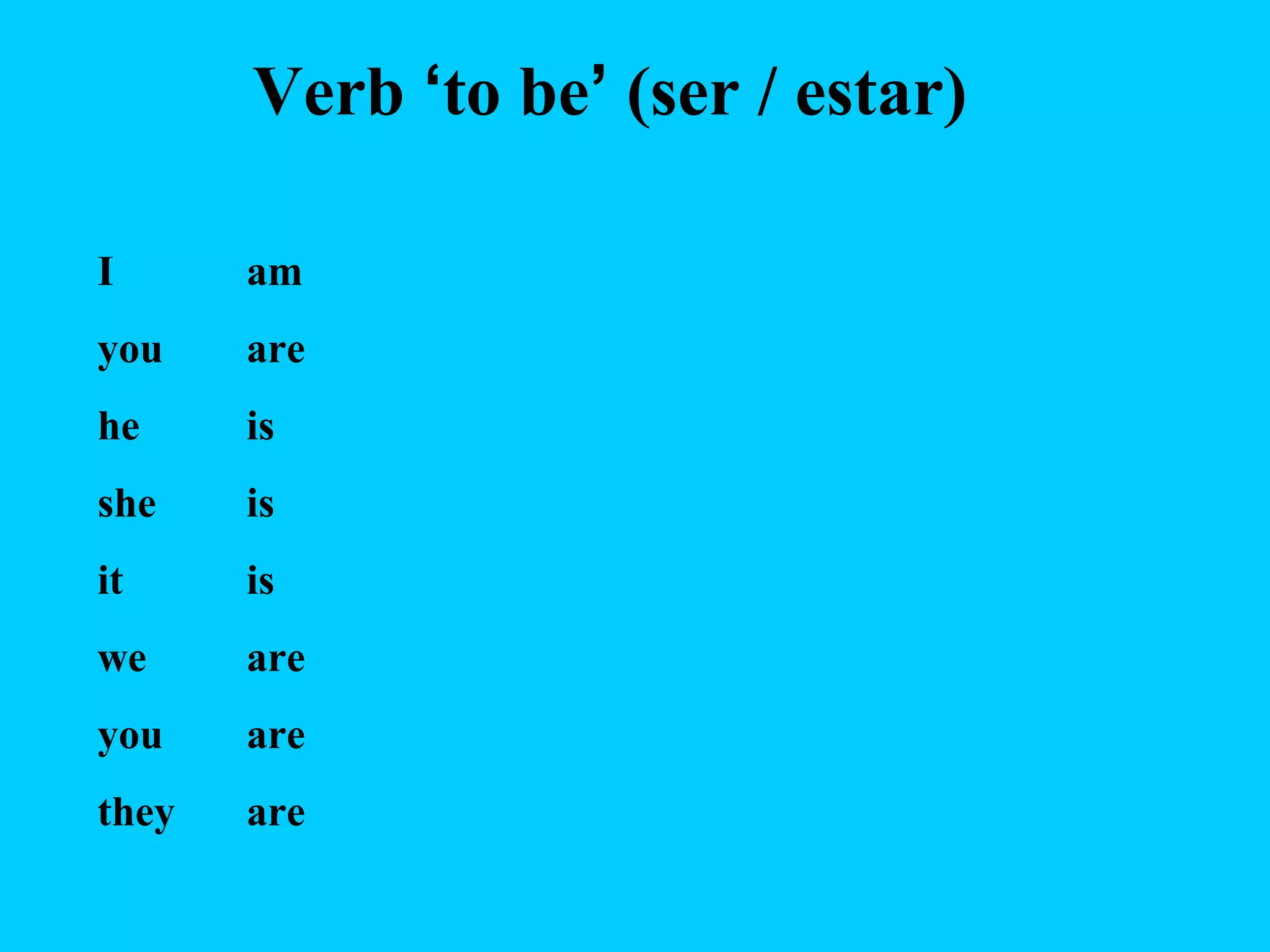 Personal pronouns + verb to be | PPT