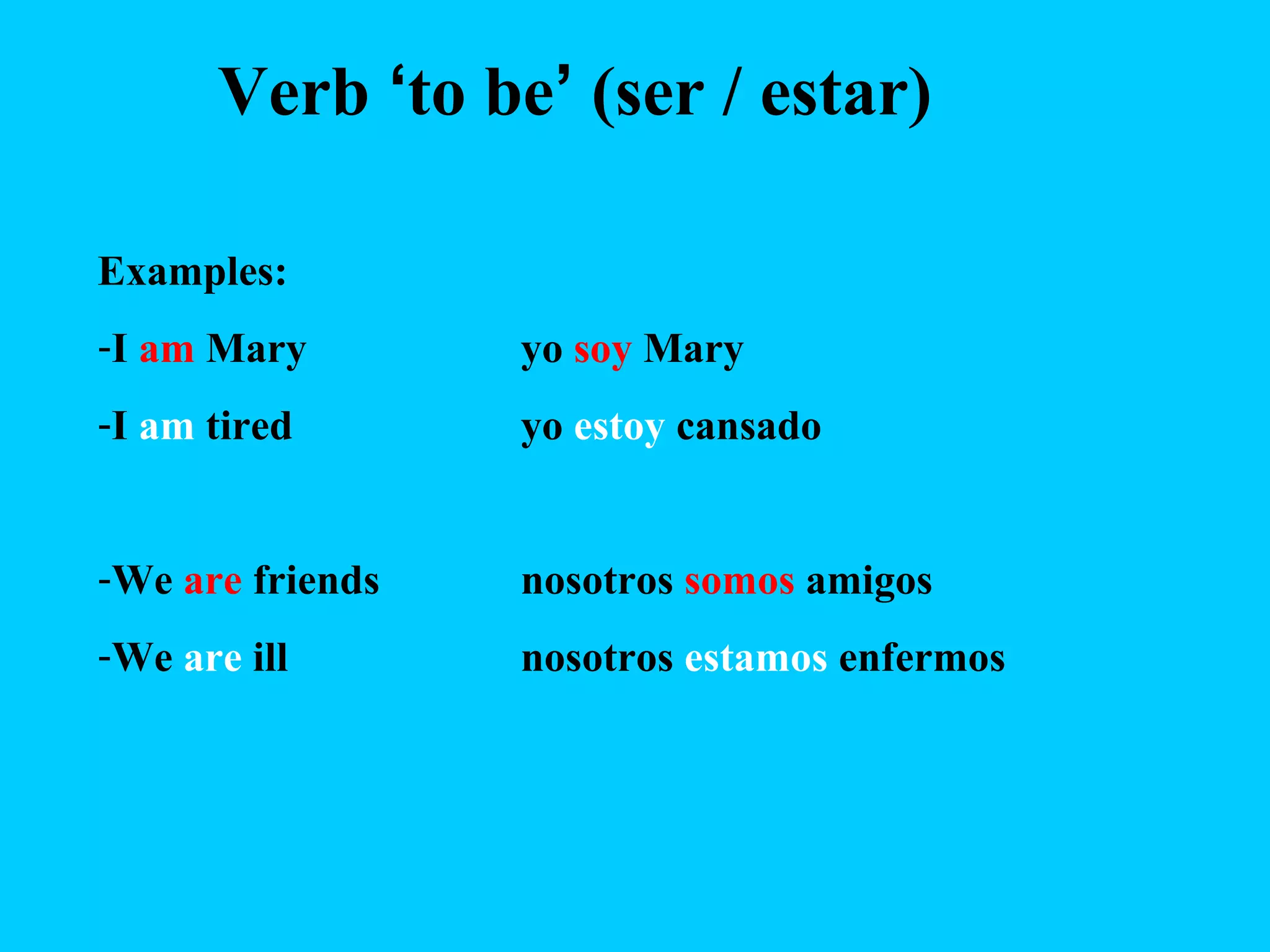 Personal pronouns + verb to be | PPT