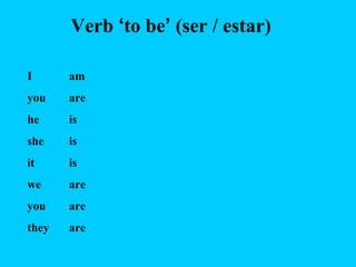 Personal pronouns + verb to be | PPT