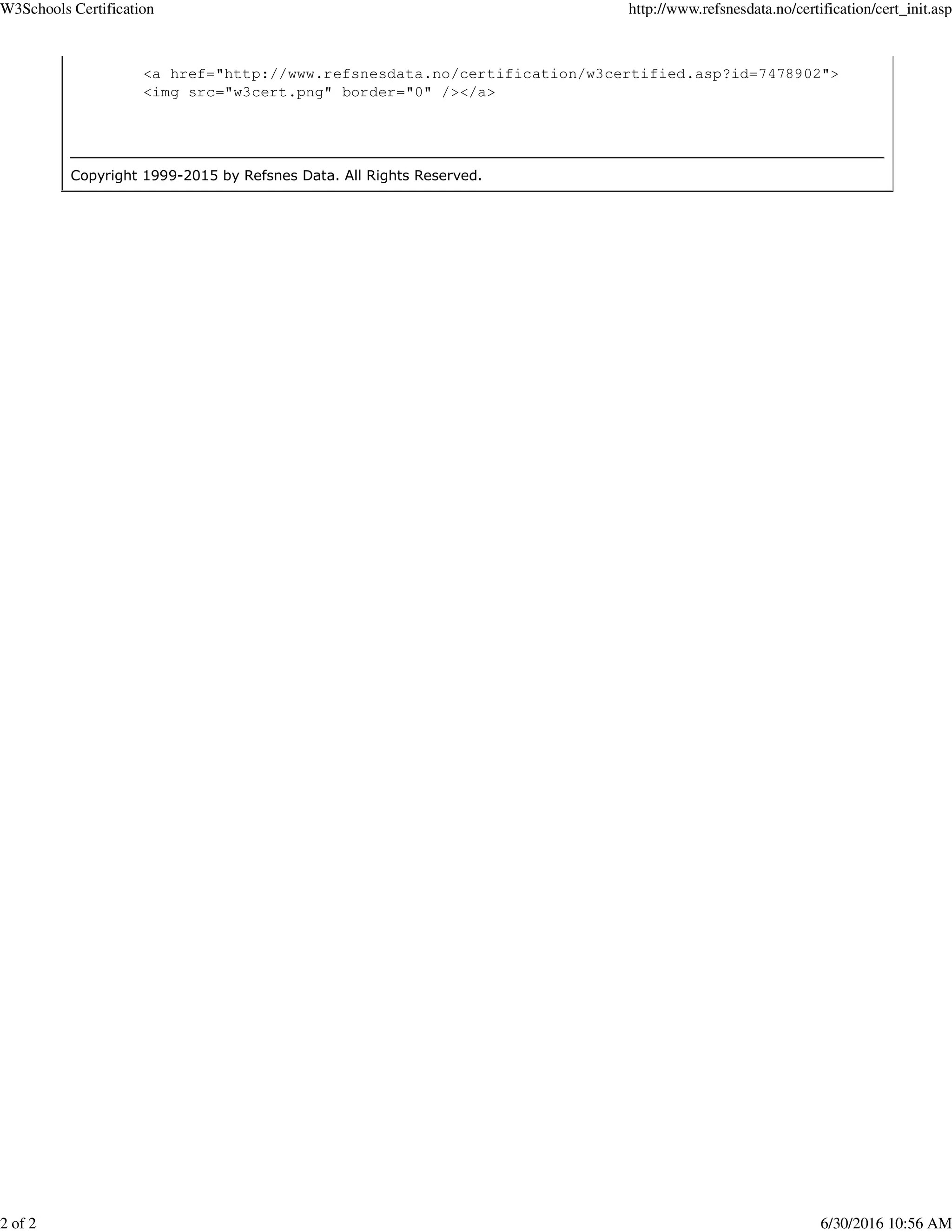 W3 schools certification | PDF