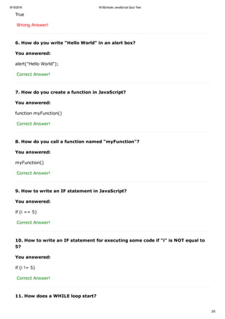 W3 schools javascript quiz test | PDF
