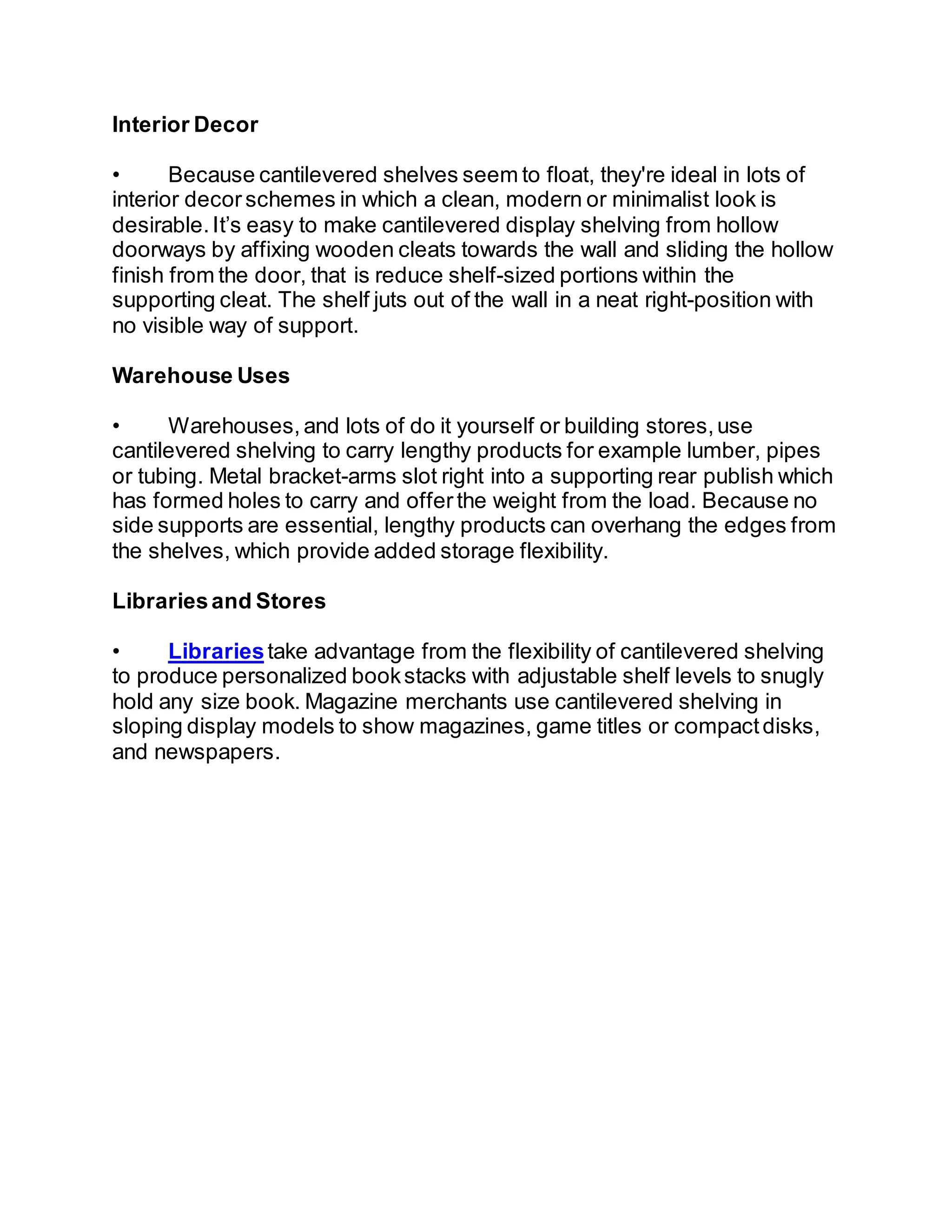 What is Cantilevered Shelving? | DOCX