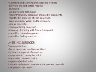 W 4.advice on academic writing. | PPTX | Educational Assessment | Education