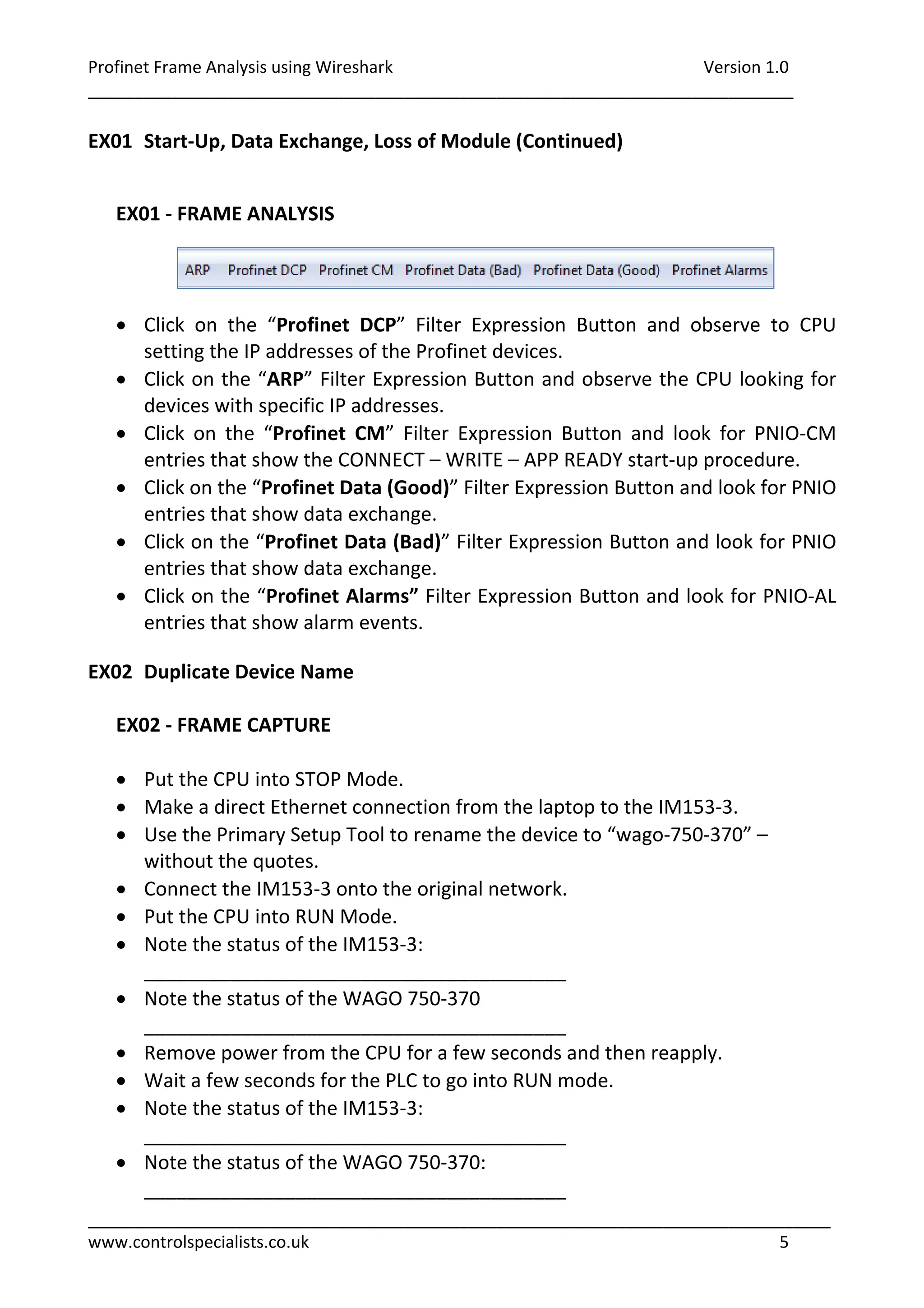 W4 profinet frame analysis handout, peter thomas | PDF