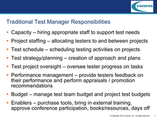 Where Did My Testers Go? Test Management on Agile Projects | PDF