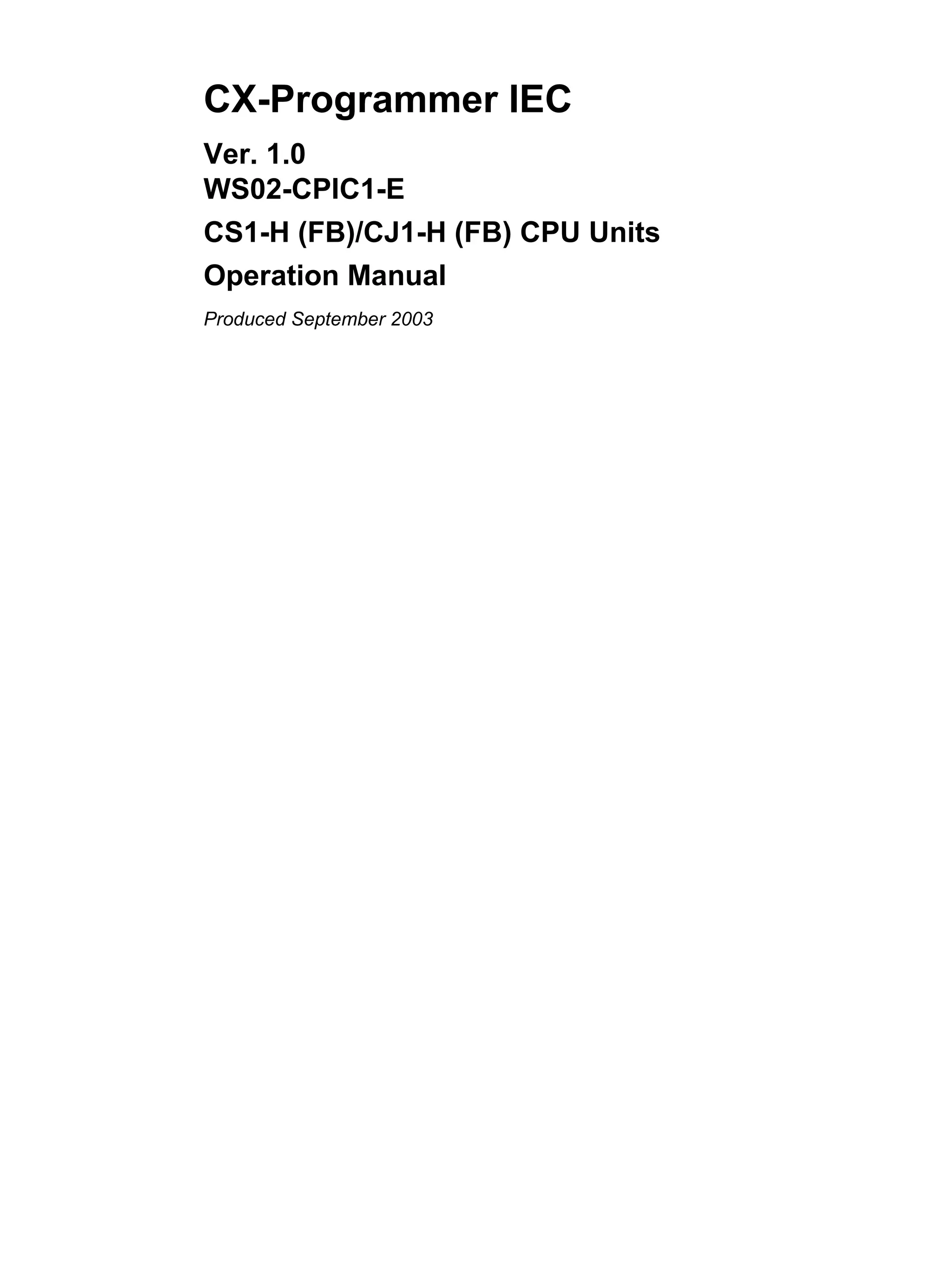 W427 e1-01+ws02-cpic1-e+cx programmer iec operation-manual | PDF