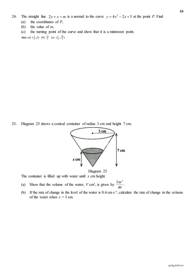 Revision Exercise Addmaths Form 4 2016 | PDF