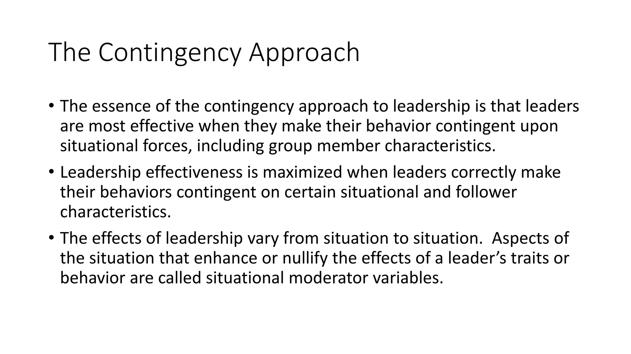 contingency theories & situational leadership | PPTX