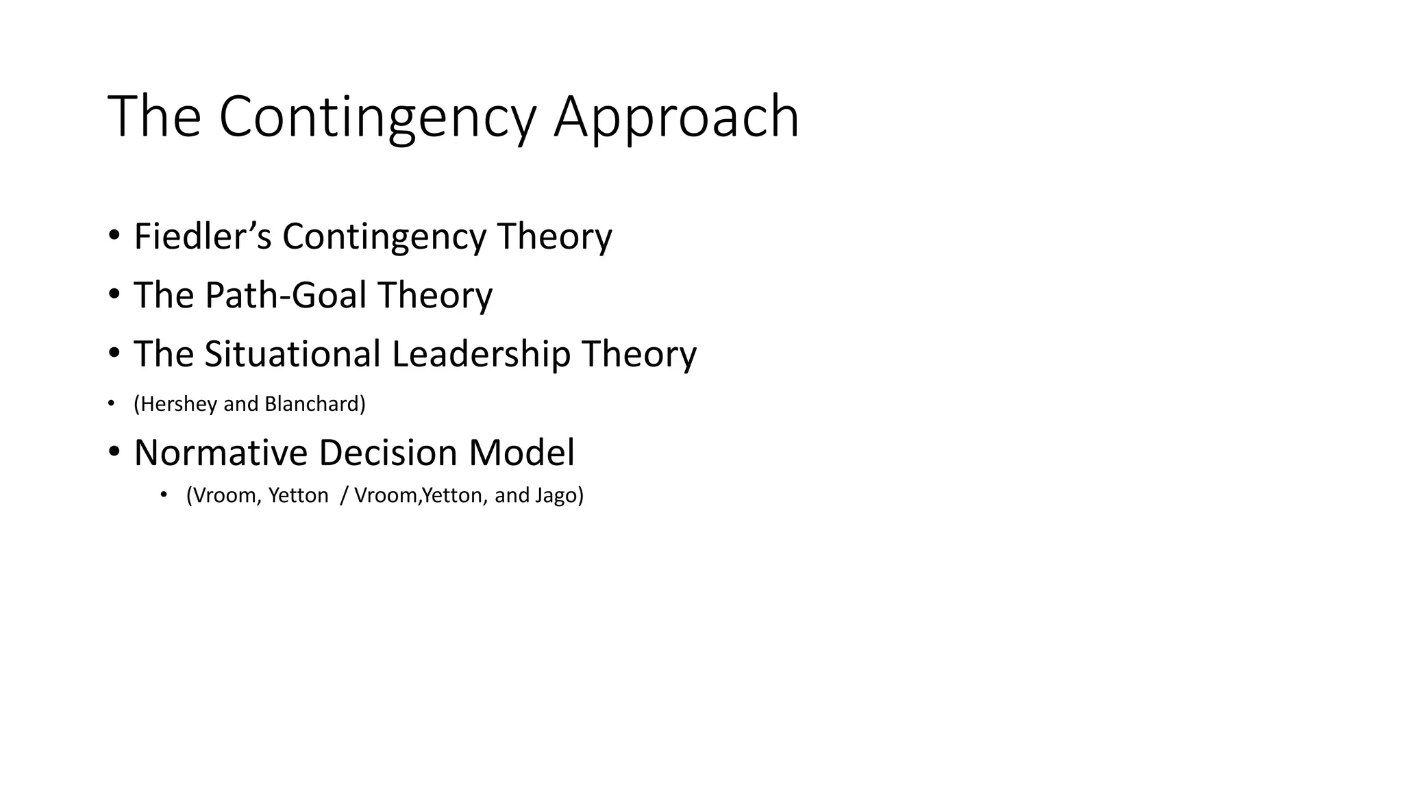 contingency theories & situational leadership | PPTX