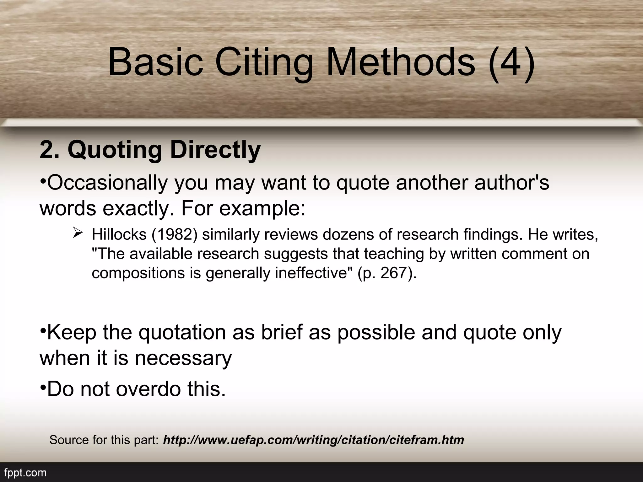Overview of Citing Sources | PPT