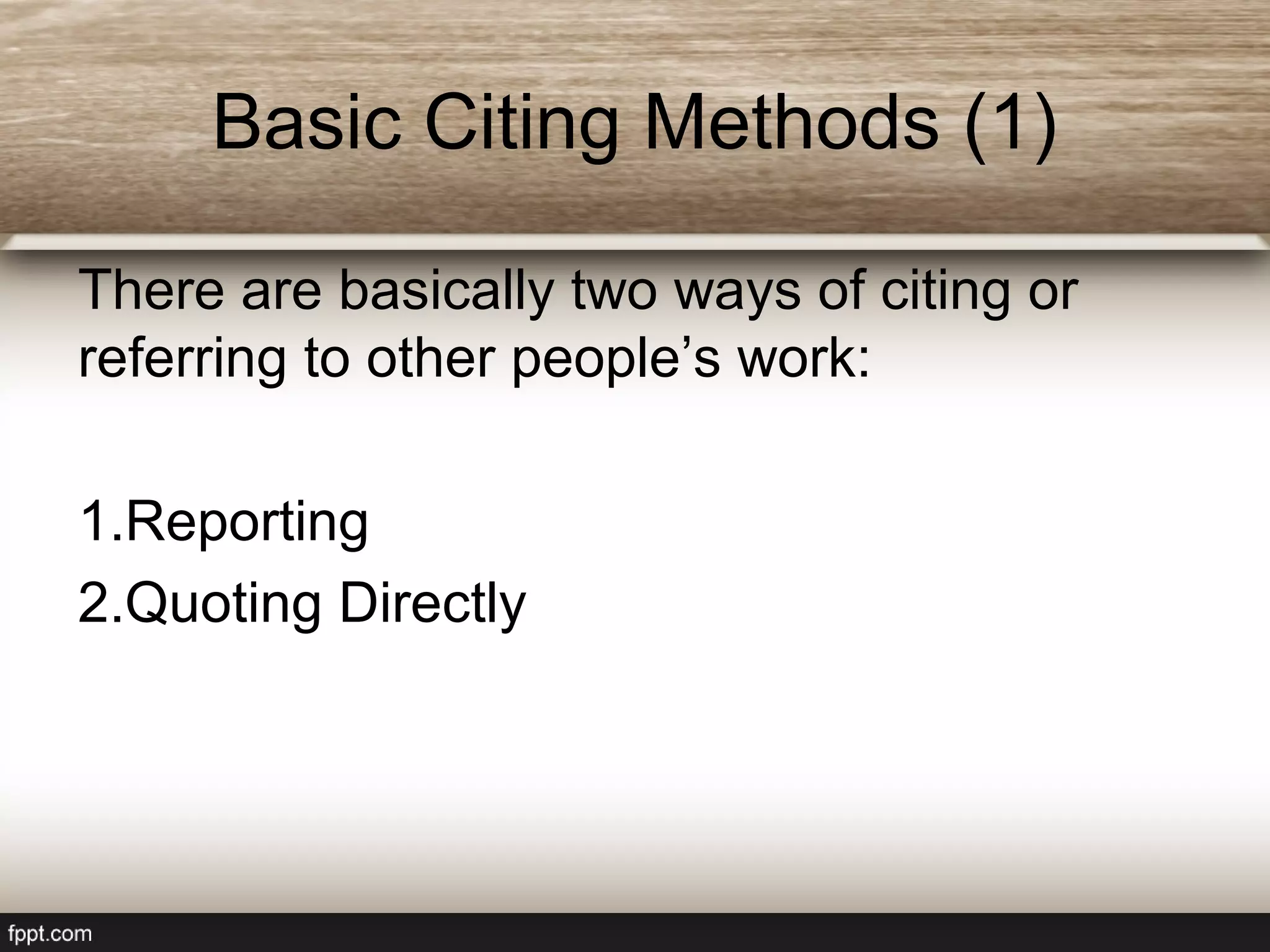 Overview of Citing Sources | PPT