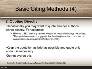 Overview of Citing Sources | PPT