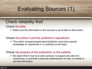 Overview of Citing Sources | PPT