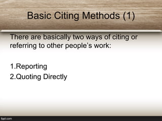 Overview of Citing Sources | PPT