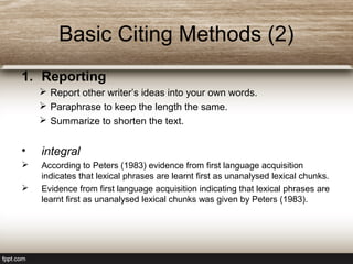 Overview of Citing Sources | PPT