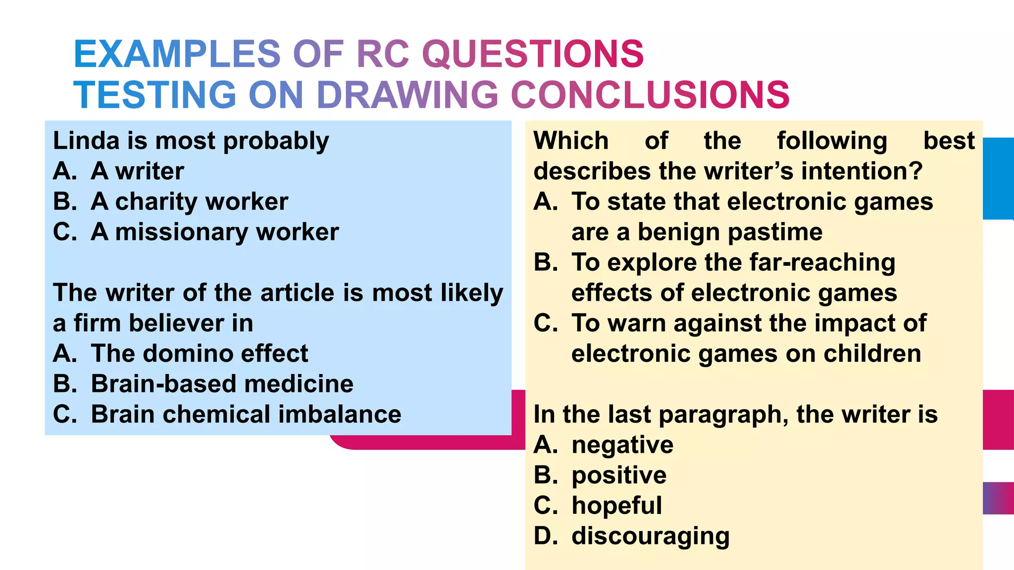 Predicting outcomes, making inferences & drawing conclusions | PPTX