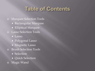 Selection Tools in Adobe Photoshop Elements | PPTX
