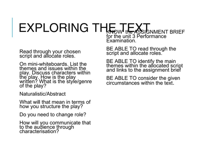 Y11 Unit 3 Performance Exploration | PPT